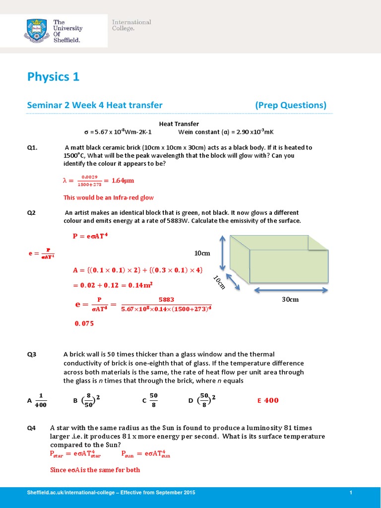 Heat Transfer Seminar Prep Questions | PDF | Heat Transfer | Heat