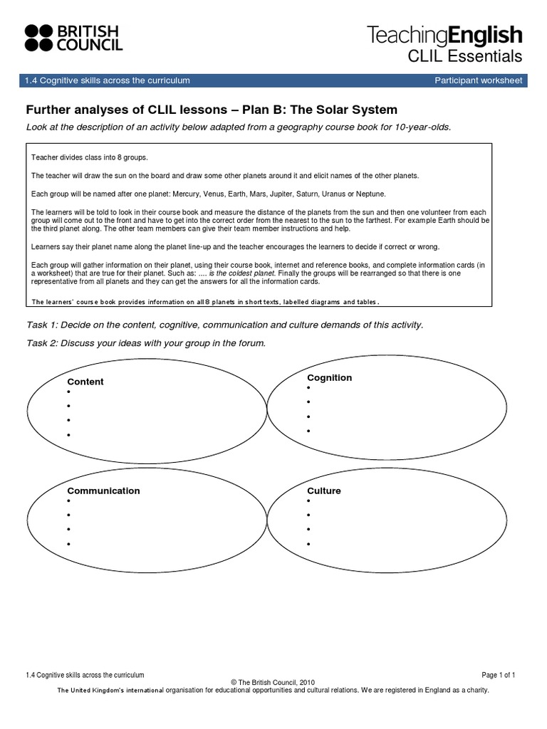 CLIL Essentials: Further Analyses of CLIL Lessons - Plan B: The Solar ...