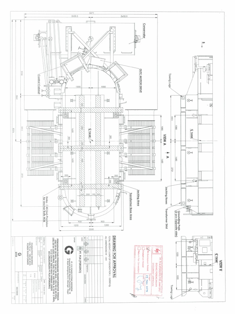 Foundation Drawing 100 MVA - 150 To 70 KV PDF | PDF