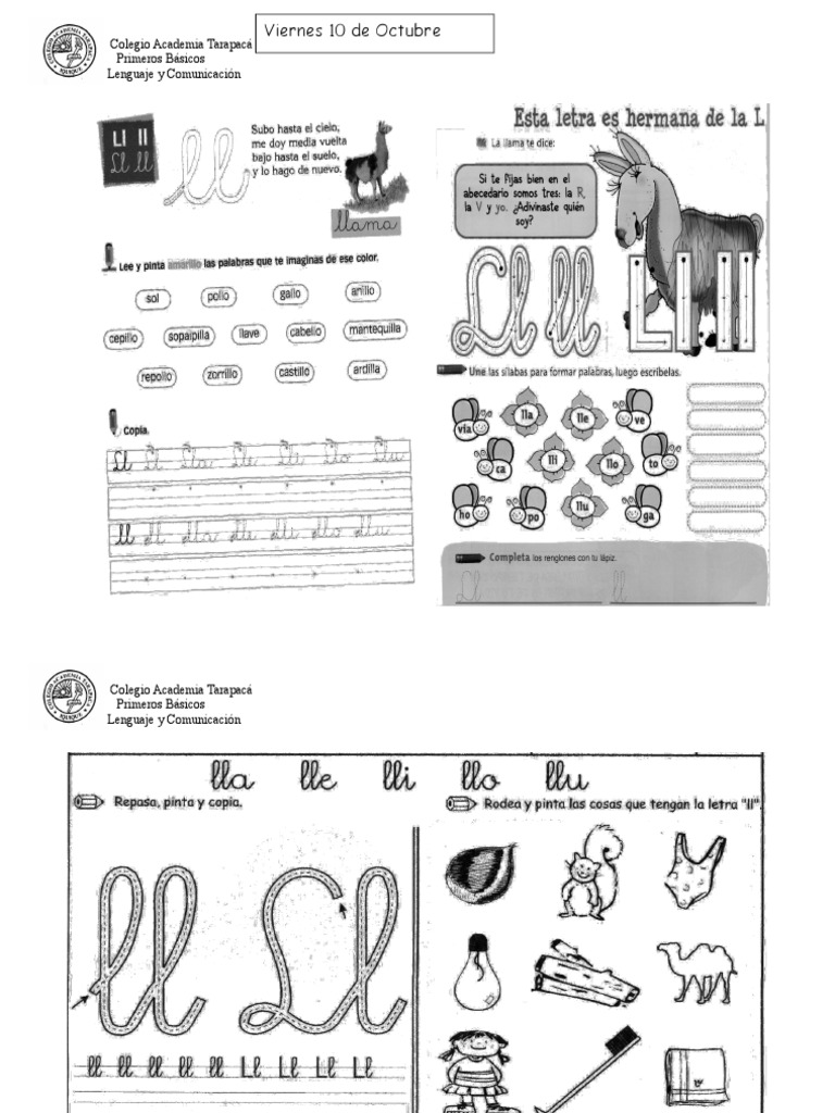 Actividades de Lectoescritura con "ll" | PDF