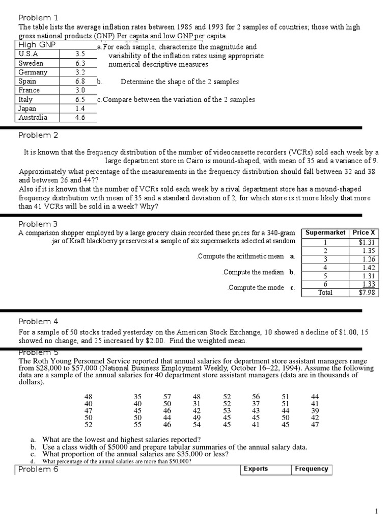 Ch2 4 Problems | PDF | Mean | Mode (Statistics)