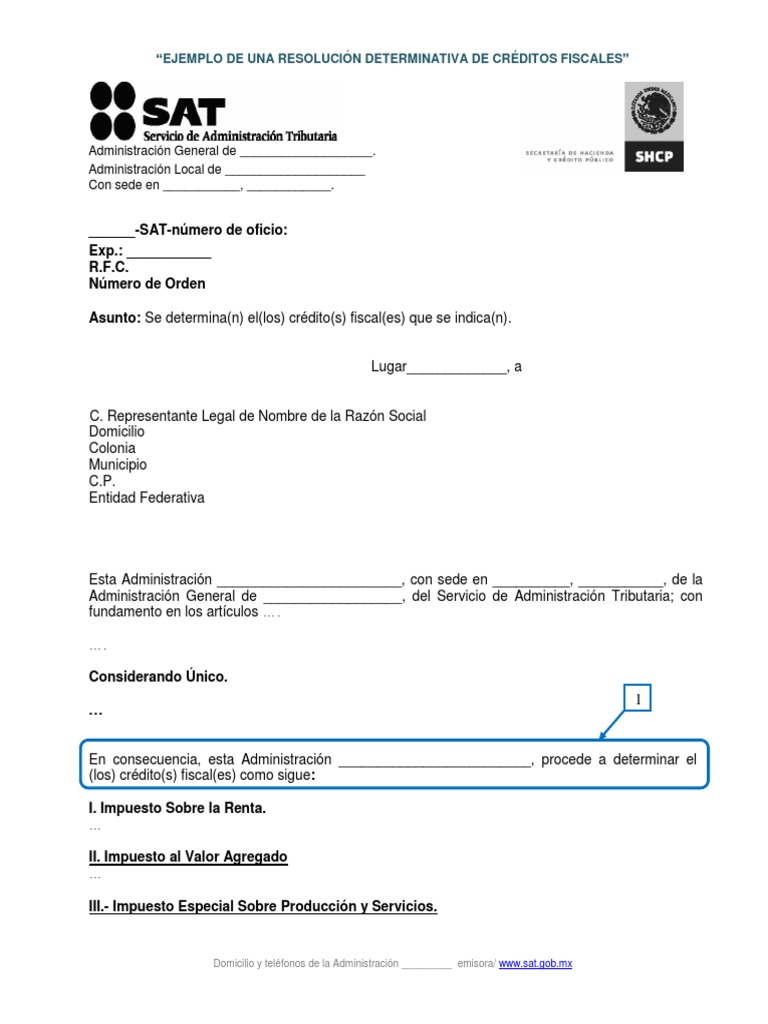 Ejemplo de Resolución de Créditos Fiscales | PDF | Finanzas del ...