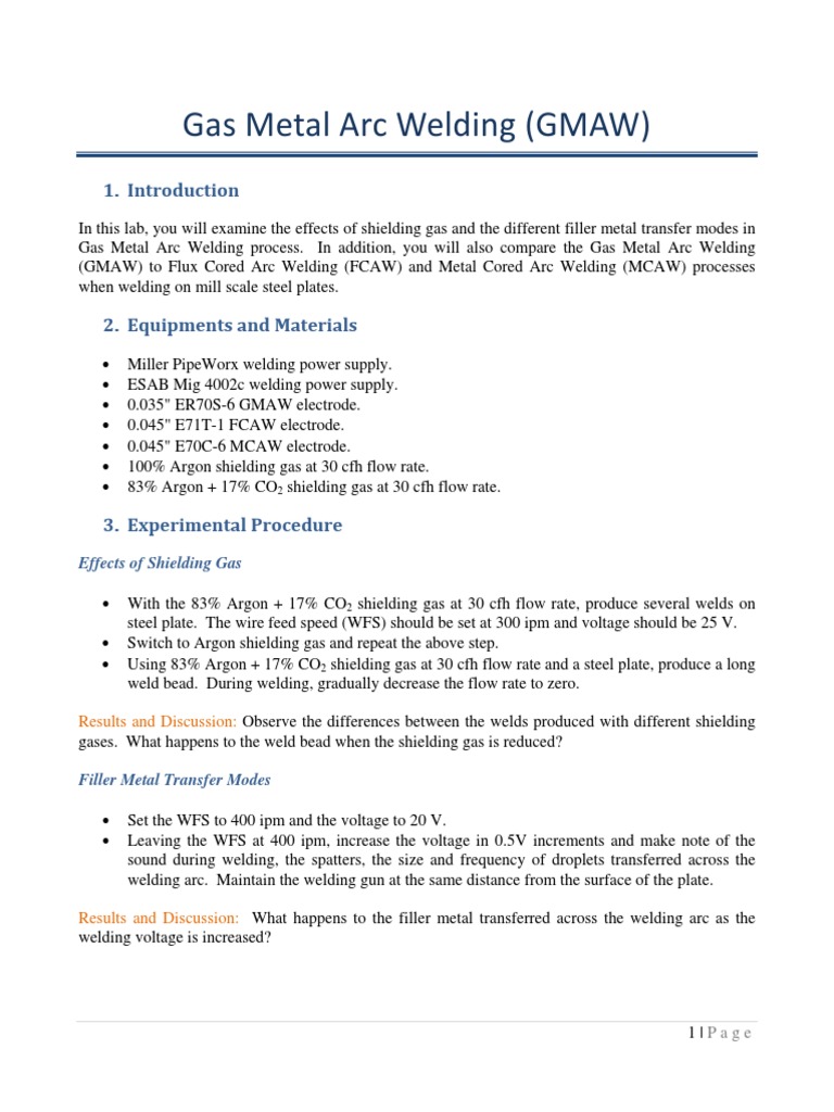 Gas Metal Arc Welding (GMAW) : Effects of Shielding Gas | PDF | Welding ...