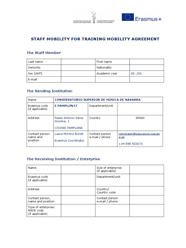 Staff Mobility For Training Mobility Agreement | PDF | Business