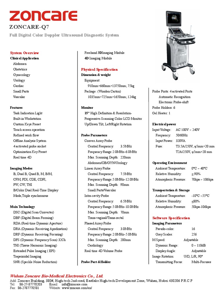 Zoncare-Q7: Full Digital Color Doppler Ultrasound Diagnostic System | PDF | Medical Imaging | Hertz