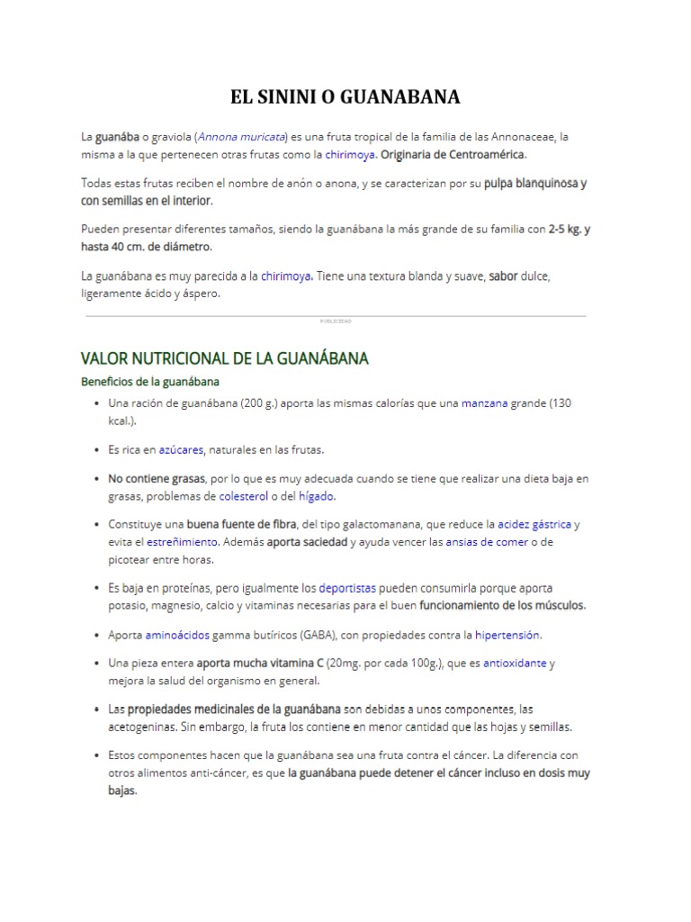 El Sinini o Guanabana | PDF | Comida y bebida | Cáncer
