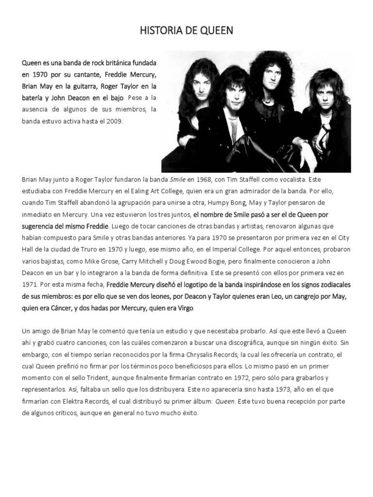 Historia resumida de Queen | PDF | La música rock | Emi