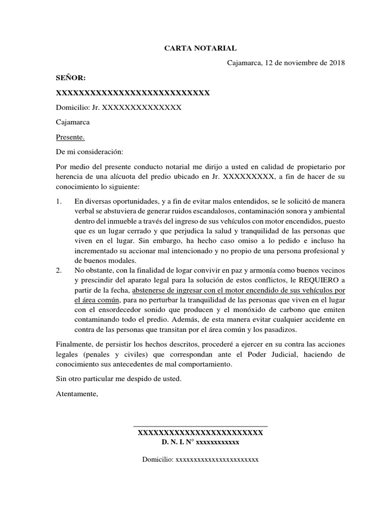 Modelo de Carta Notarial | PDF