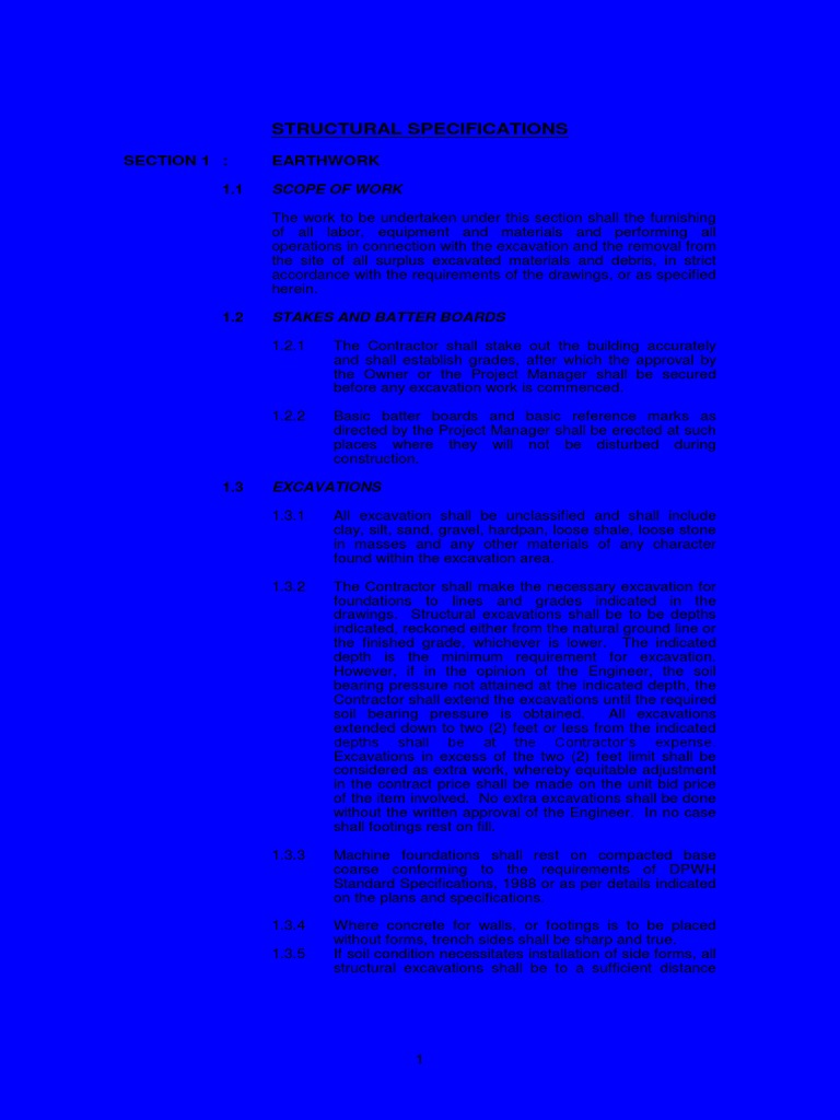 Structural Specifications | PDF | Concrete | Deep Foundation