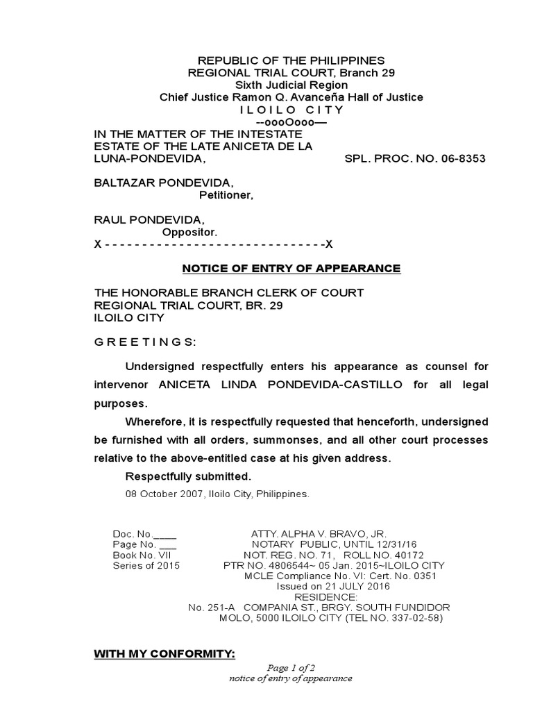 Notice of Entry | PDF