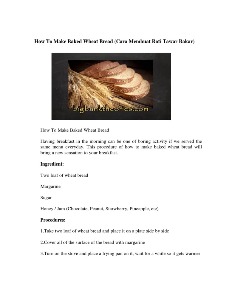 How To Make Baked Wheat Bread | PDF