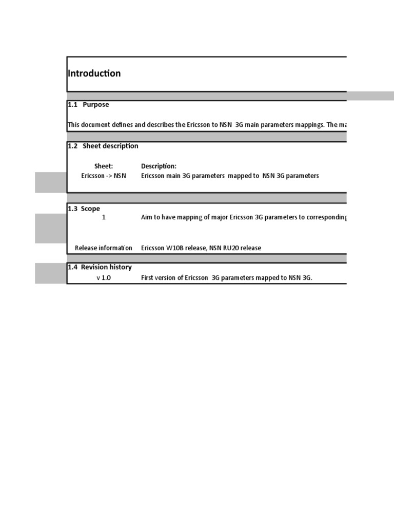 3G Ericsson Parameter Mapping | PDF | Decibel | Ericsson