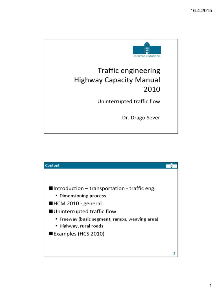 3 Uninterrupted Flow HCM 2010 | Controlled Access Highway | Traffic