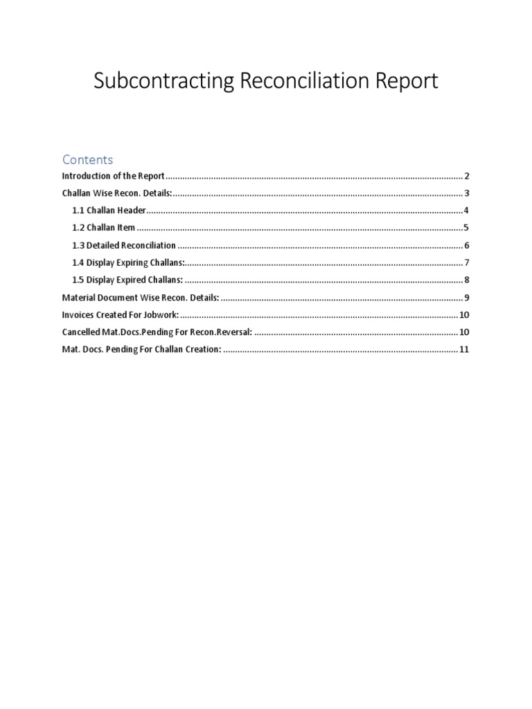 Subcontracting Challan Reconciliation Report | PDF | Areas Of Computer ...