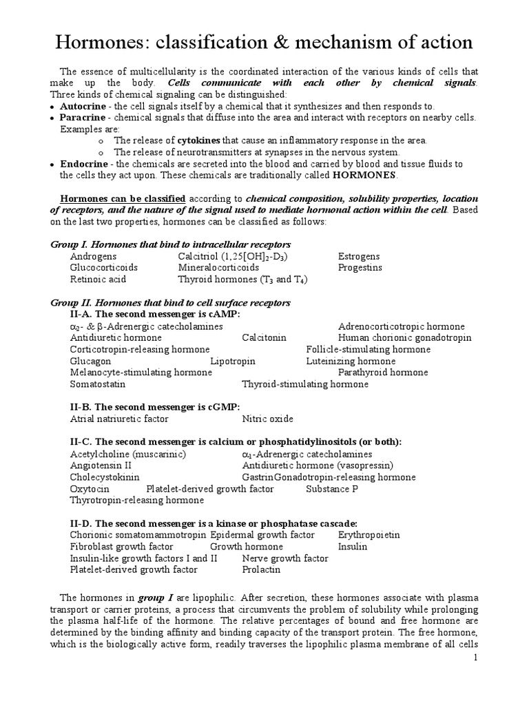 02 Hormones PDF | PDF | Hormone | Signal Transduction