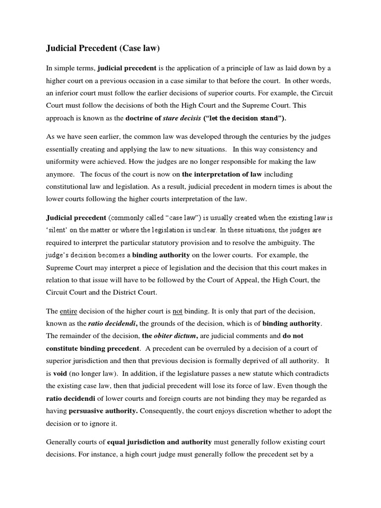 Judicial Precedent (Case Law) | PDF | Precedent | Supreme Courts