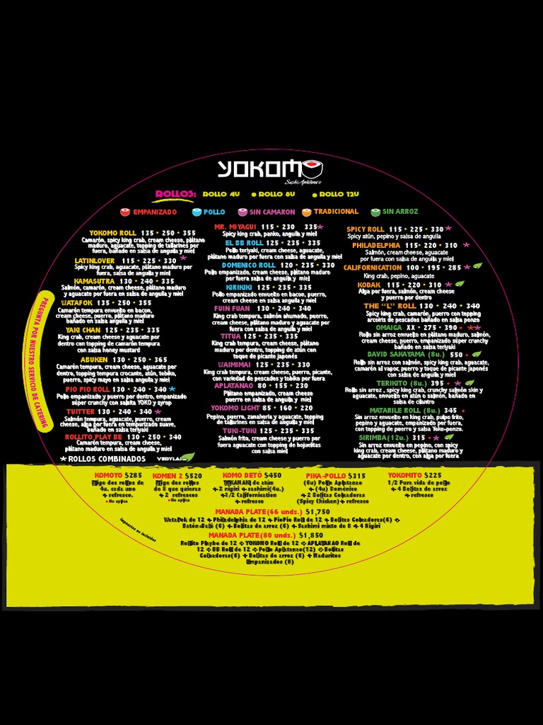 Yokomo Menu PDF | PDF | Cocina asiática oriental | Alimentos