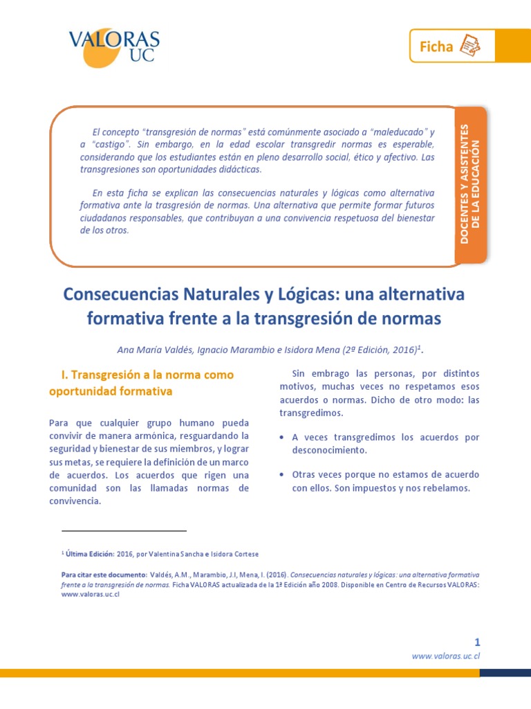 Consecuencias de La Transgresión de Normas | Adultos | Bienestar