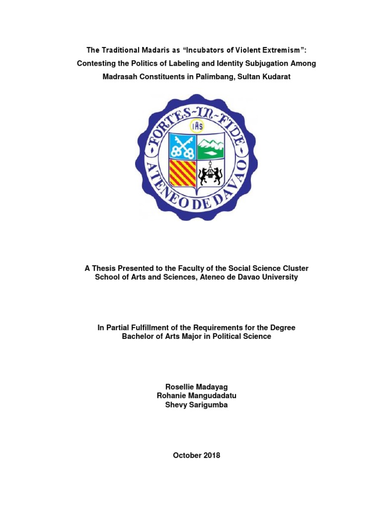 Thesis Abstract (Ateneo de Davao University Undergraduate Thesis) | PDF