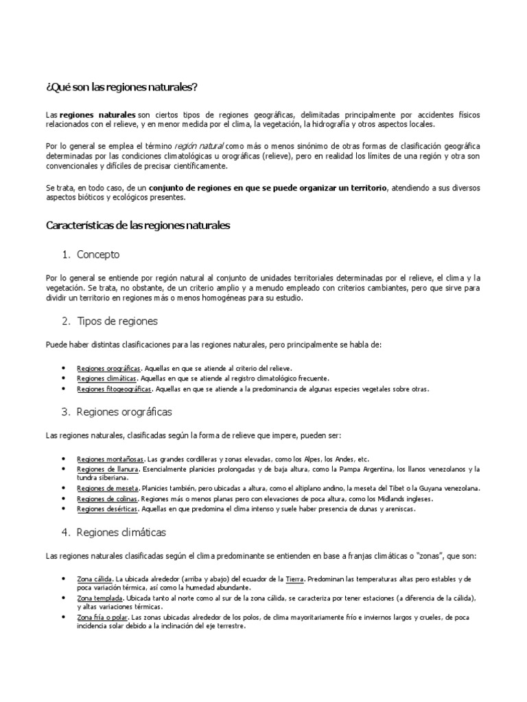 Regiones Naturales: Tipos y Características | PDF | Clima | Selva