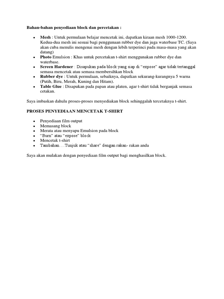 Bahan-Bahan Penyediaan Block Baju | PDF