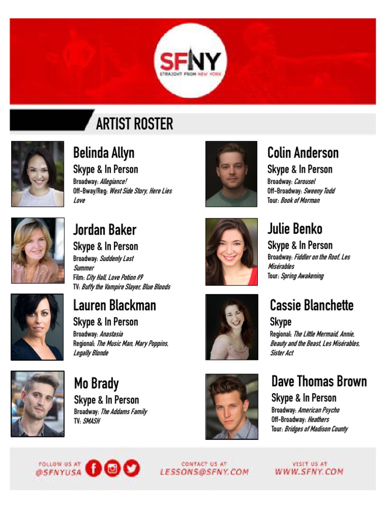 SFNY - Artist Roster PDF | PDF