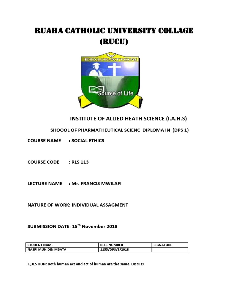 Ruaha Catholic University Collage (RUCU) : Institute of Allied Heath ...