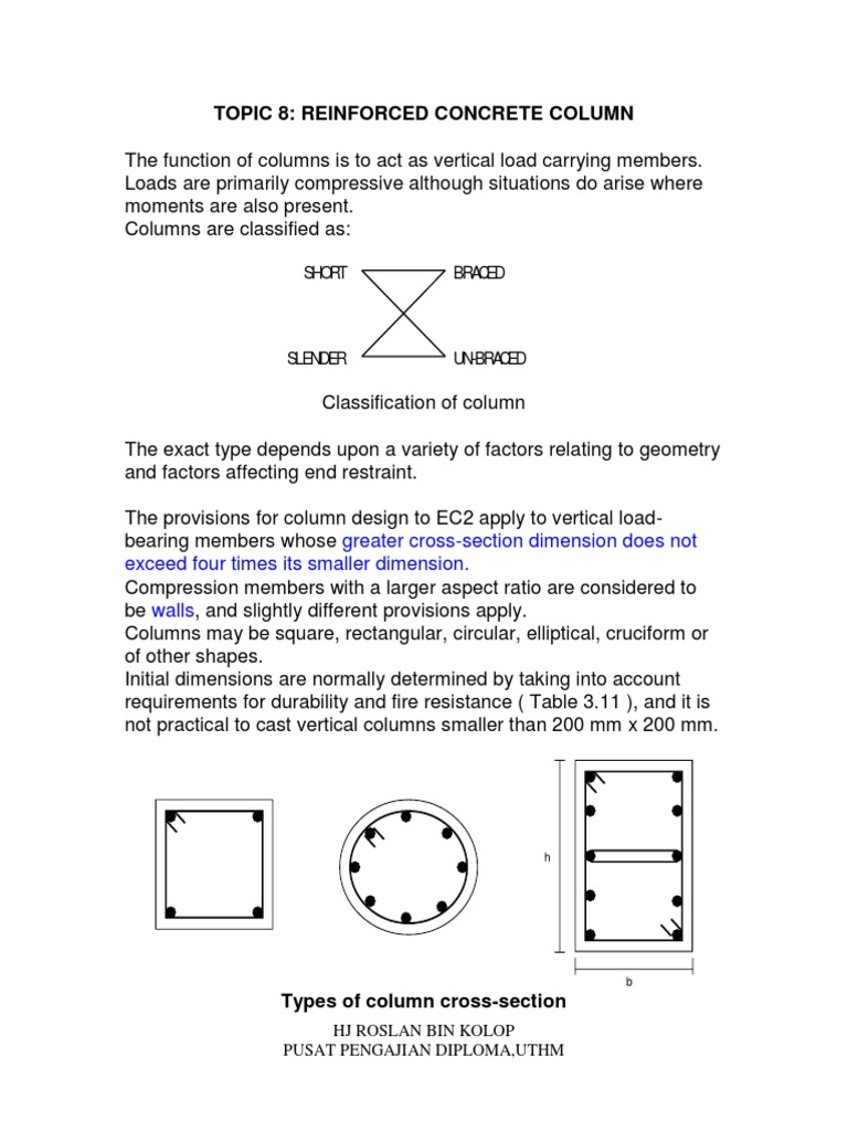 Reinforced Concrete Column Design | PDF | Column | Bending