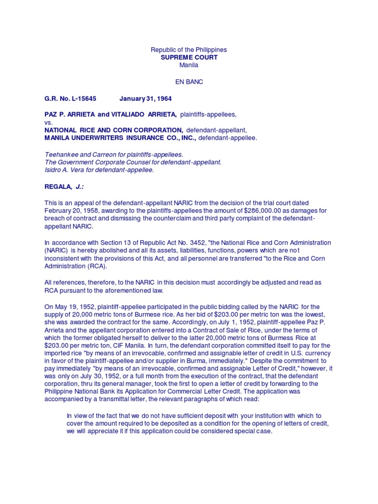 Arrieta V Naric | PDF | Letter Of Credit | United States Dollar