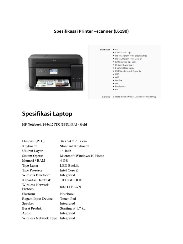 Spesifikasi Printer | PDF