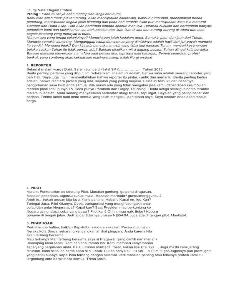 Liturgi Natal Ragam Profesi | PDF