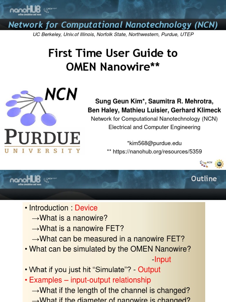 Understanding NCN and OMEN Nanowire | PDF | Nanowire | Field Effect ...