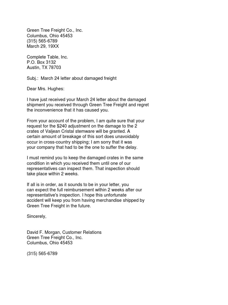 Sample Adjustment Letter | PDF