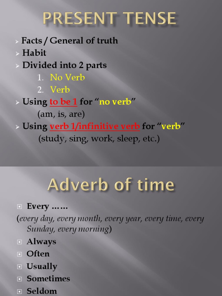 Simple Present Tense | PDF | Verb | Adjective