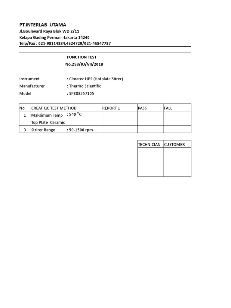 Function Test Reports for Lab Instruments | PDF | Technology & Engineering