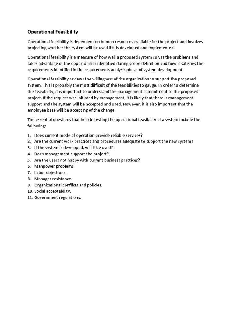 Operational Feasibility | PDF