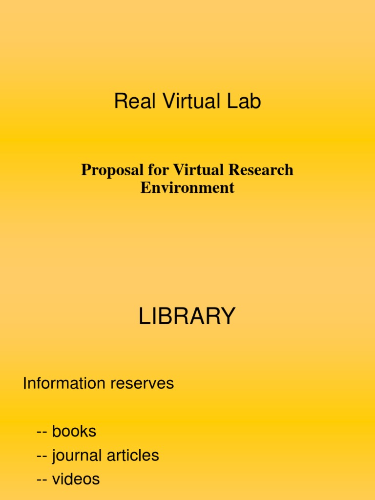 Real Virtual Lab: Proposal For Virtual Research Environment | PDF ...