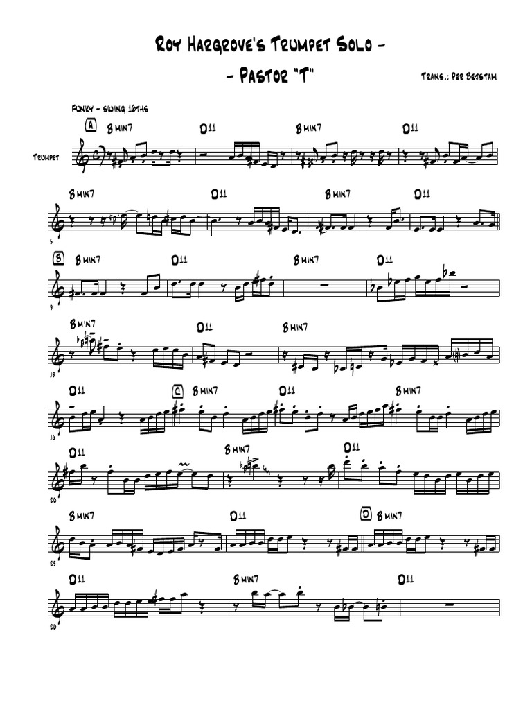 Pastor T Roy Hargrove Solo Transcription | PDF