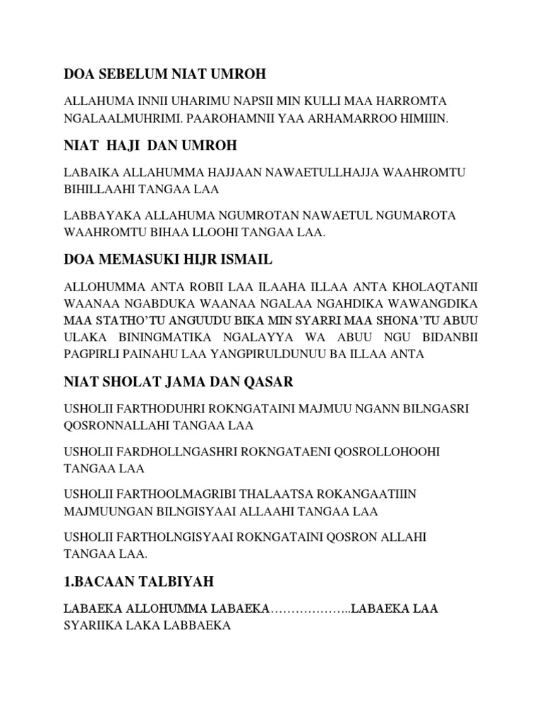 Doa Sebelum Niat Umroh | PDF