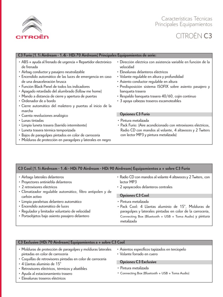 Caracter. Técnicas Citroen C3 Furio | PDF | Fabricantes de vehículos ...