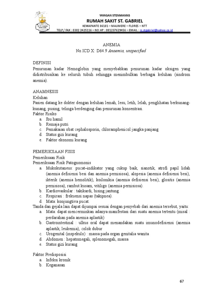 Panduan Anemia: Gejala, Diagnosis, Terapi | PDF