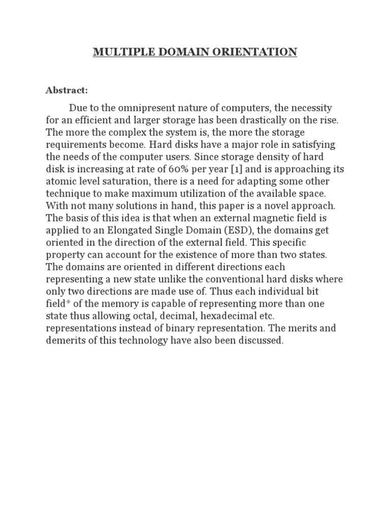 Innovative Multiple Domain Storage Technique | PDF | Hard Disk Drive ...
