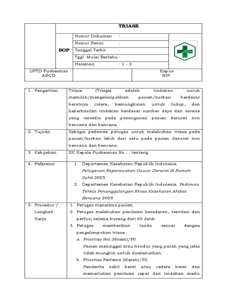 Sop Triase | PDF
