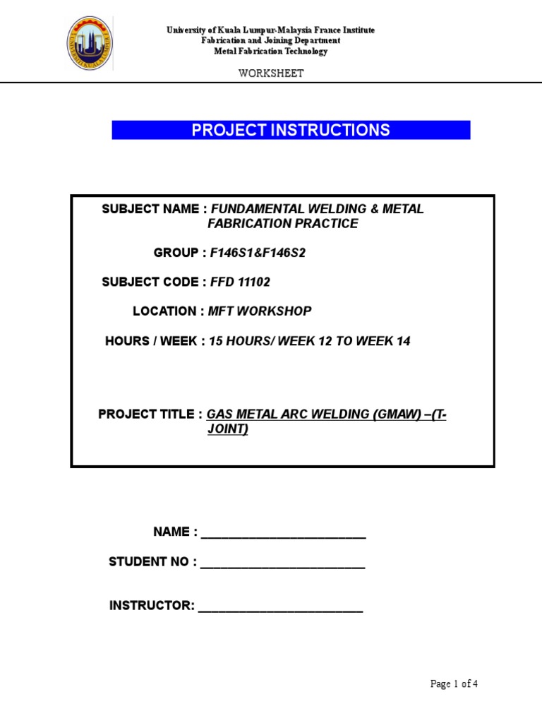 GMAW T-Joint Welding Worksheet | PDF | Metal Fabrication | Welding