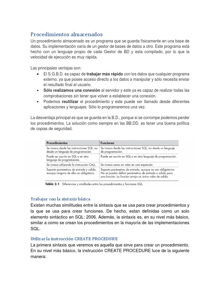 Procedimientos Almacenados | PDF | SQL | Lenguaje de programación