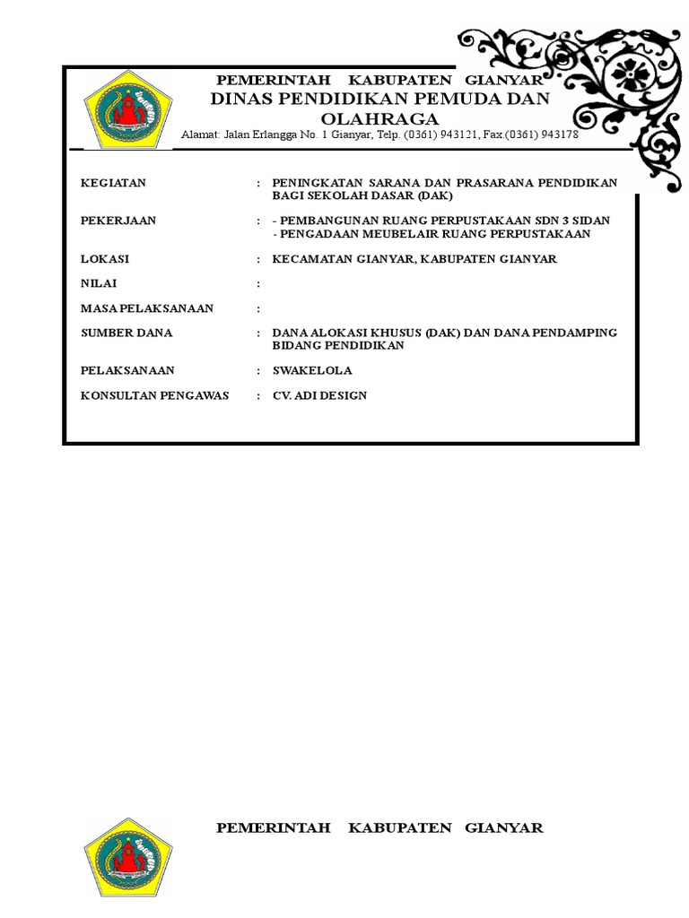 Contoh Papan Nama Proyek | PDF