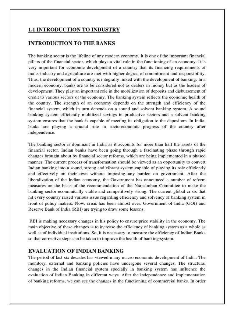 1.1 Introduction To Industry Introduction To The Banks | PDF | Reserve ...