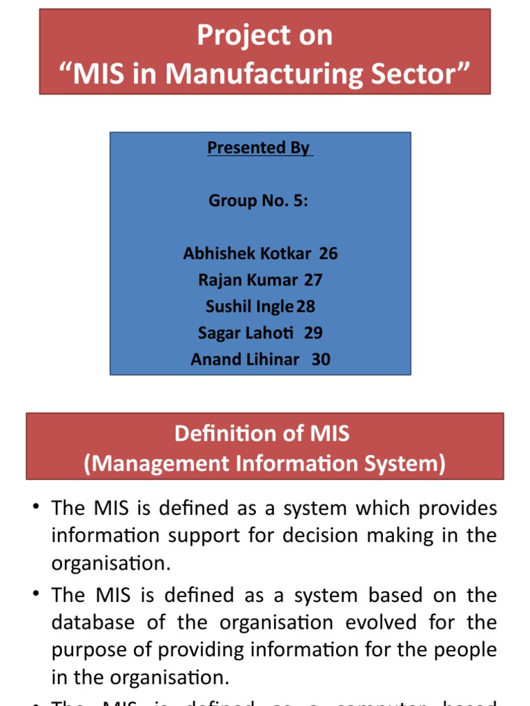 MIS in Manufacturing Sector | PDF | Inventory | Business