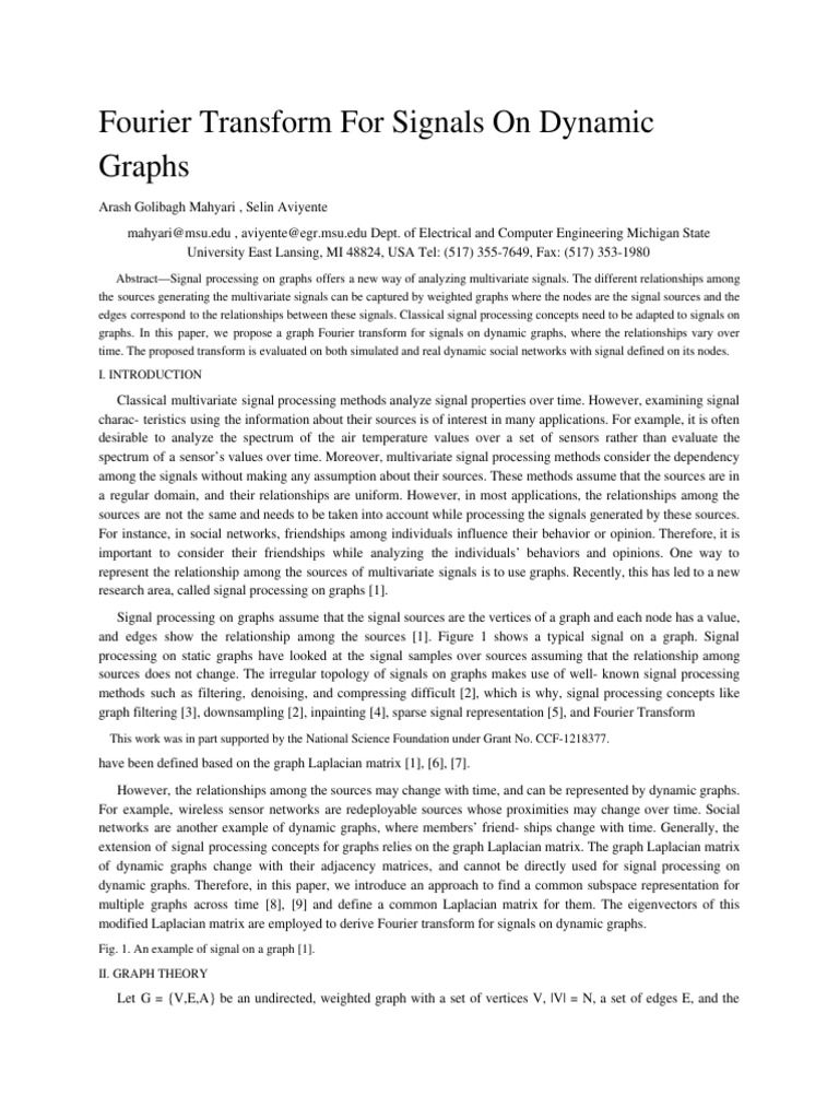 Fourier Transform For Signals On Dynamic Graphs | PDF | Eigenvalues And Eigenvectors | Matrix ...