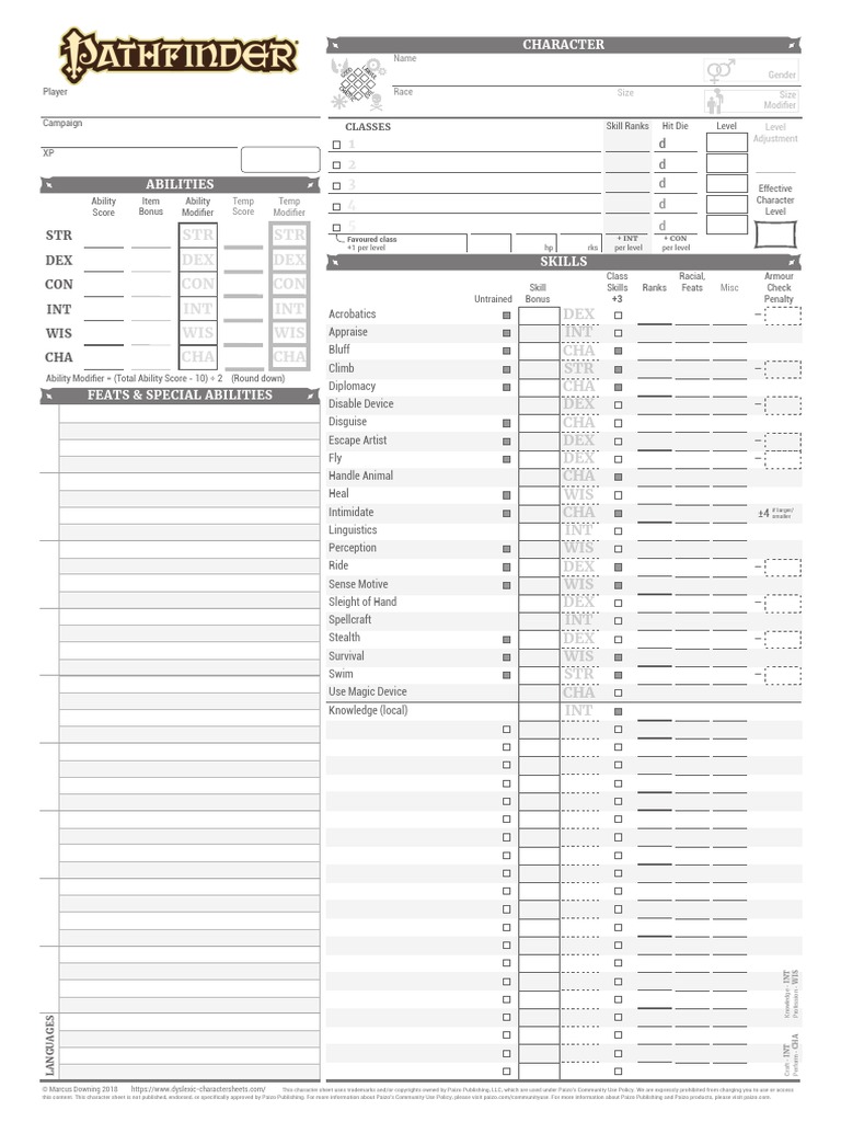 Ronin Pathfinder Sheet | PDF | Leisure